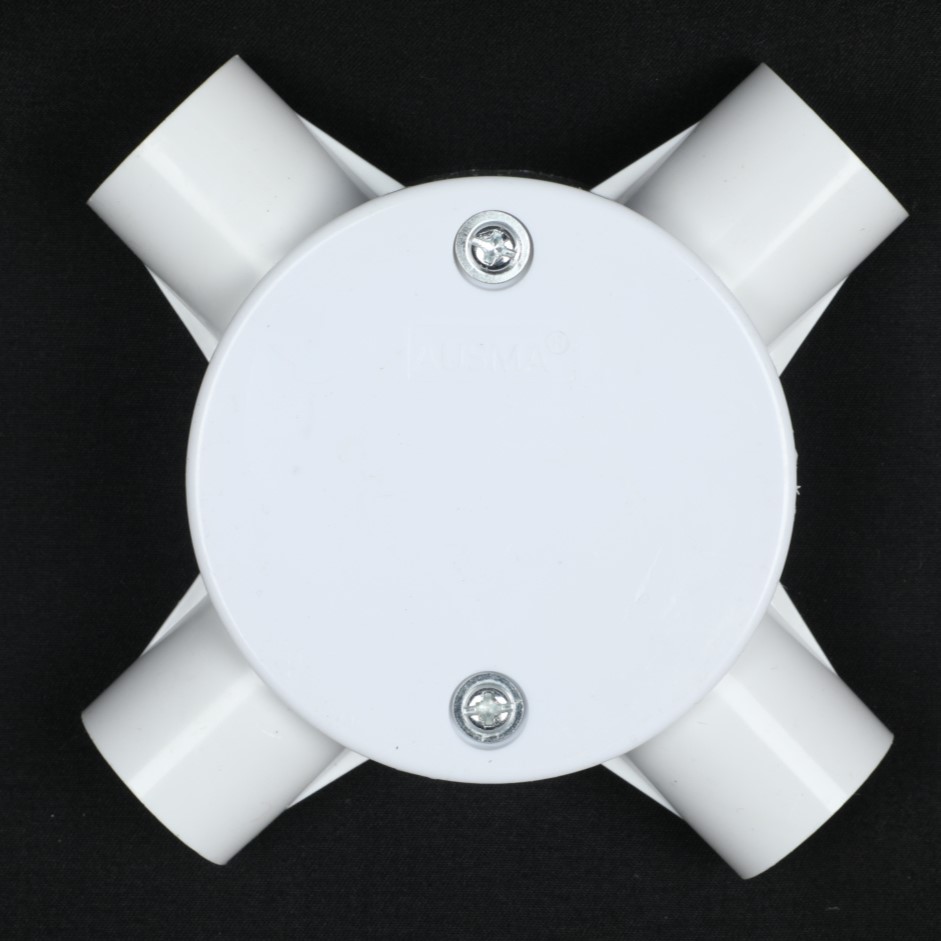 AUSMA G04 PVC Conduit Box Junction Box 4 Way Waterproof for Electronic ...